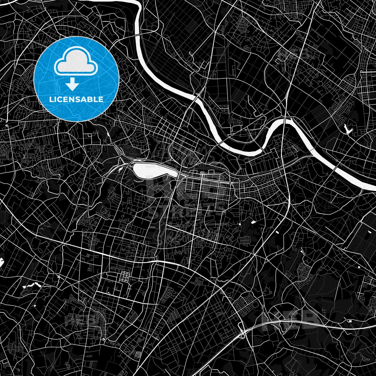 Mito, Japan Pdf Vector Map Black And White – HEBSTREITS