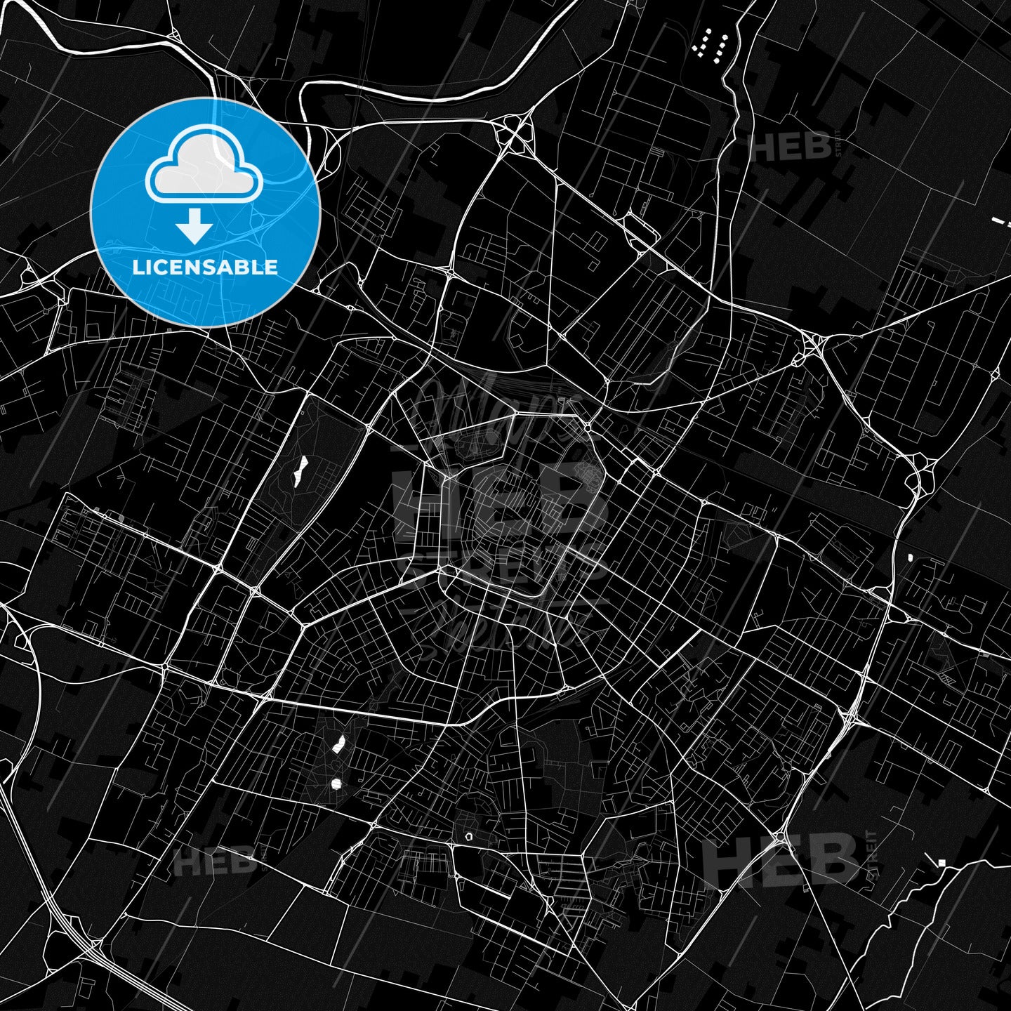 Modena, Italy Pdf Vector Map Black And White – HEBSTREITS