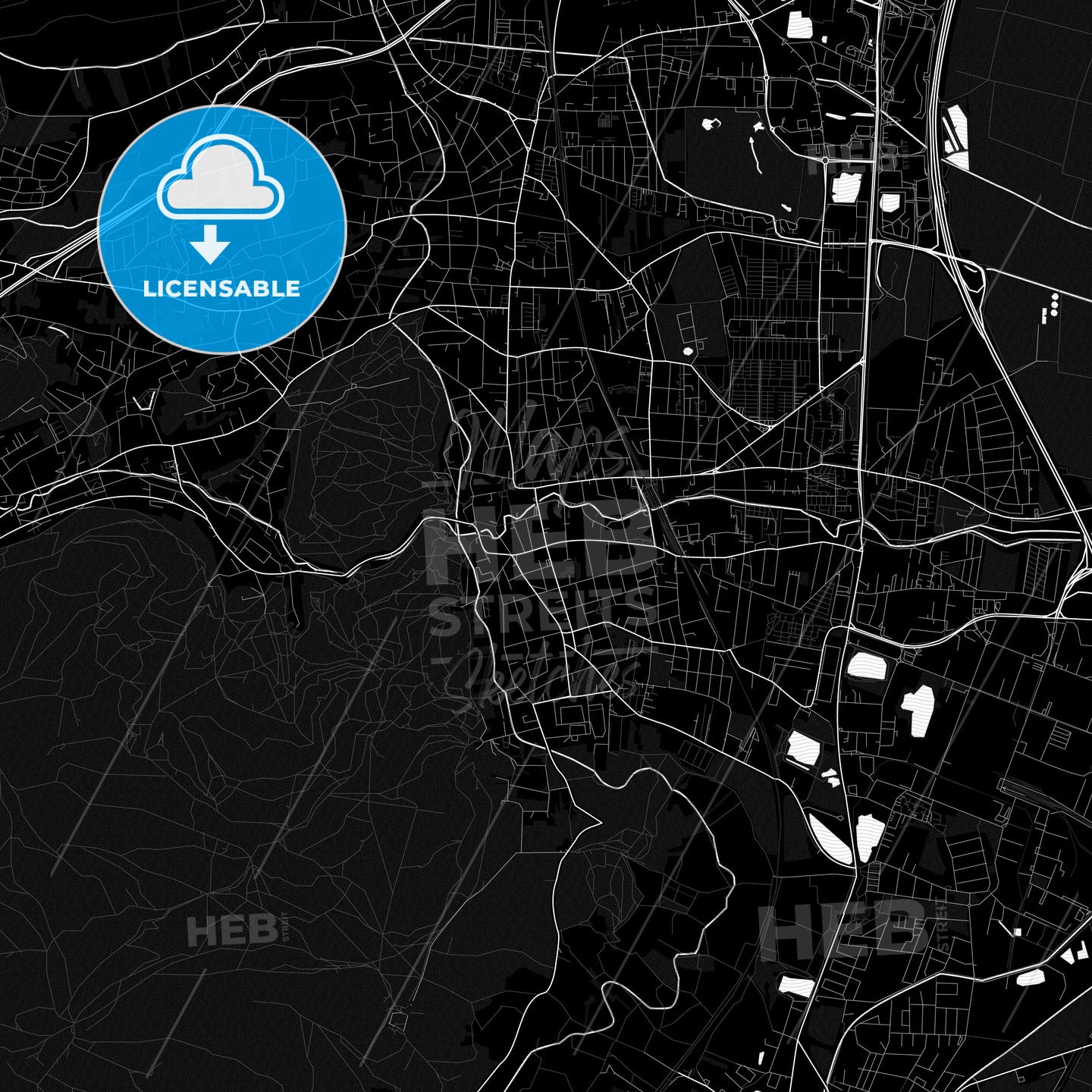 Mödling, Austria PDF vector map black and white - HEBSTREITS