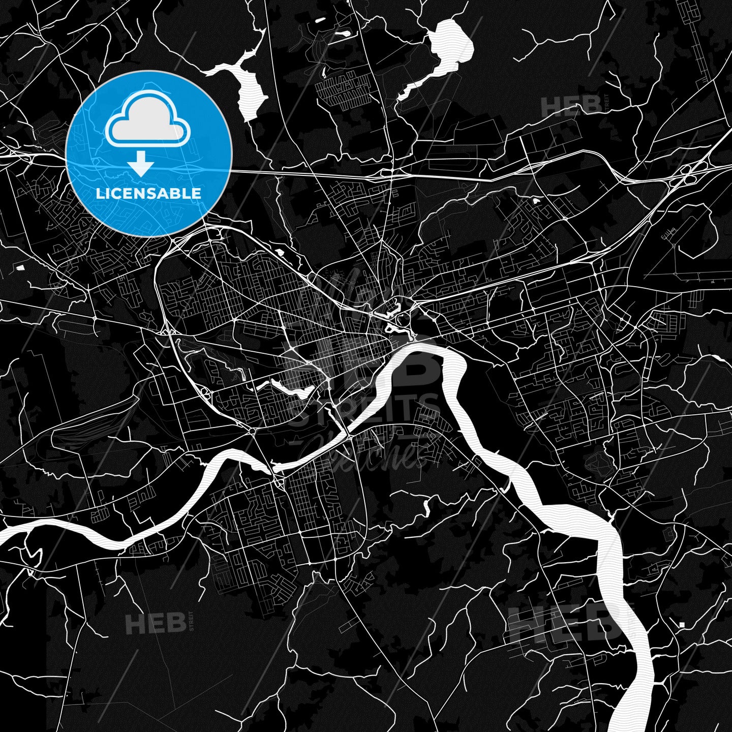 Moncton, Canada Pdf Vector Map Black And White – HEBSTREITS