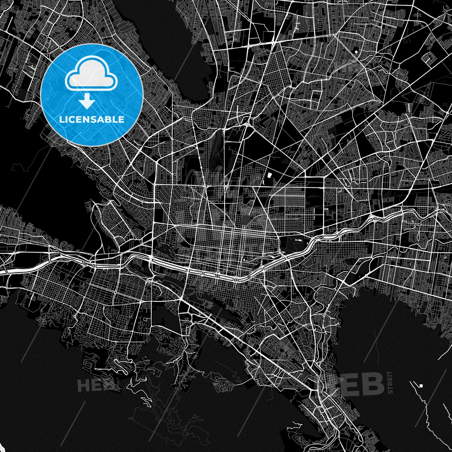 Monterrey, Mexico Pdf Vector Map Black And White – HEBSTREITS