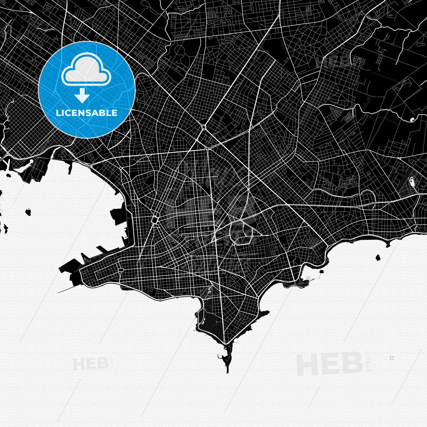 Montevideo, Uruguay Pdf Vector Map Black And White – HEBSTREITS