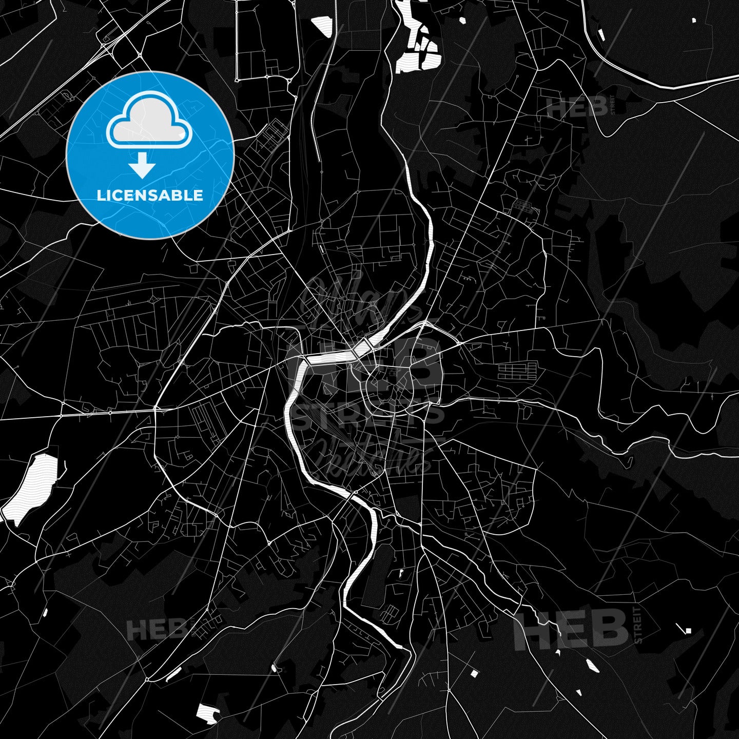 Montluçon, France Pdf Vector Map Black And White – HEBSTREITS