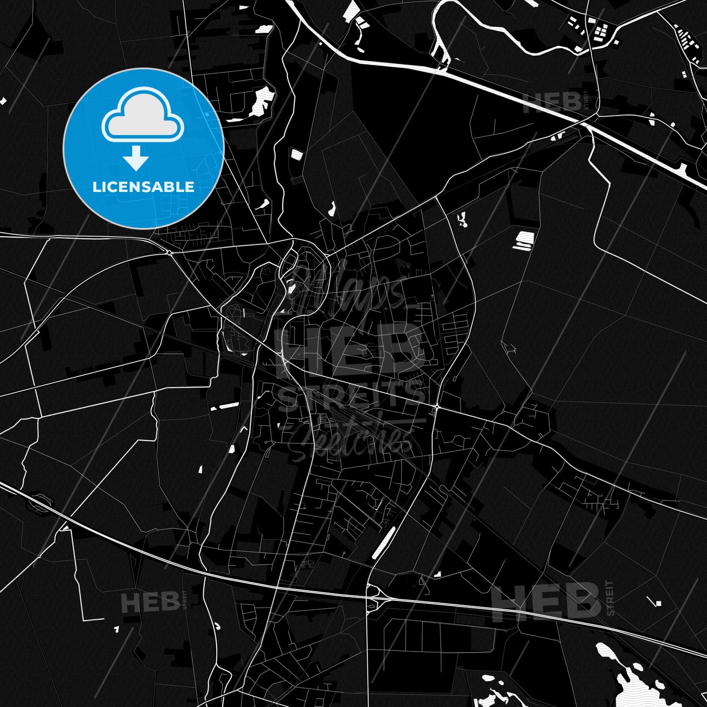Morfelden-Walldorf, Germany Pdf Vector Map Black And White – HEBSTREITS