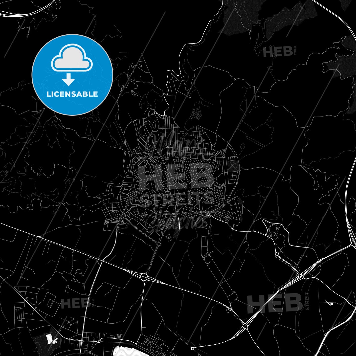 Motril, Spain Pdf Vector Map Black And White – HEBSTREITS