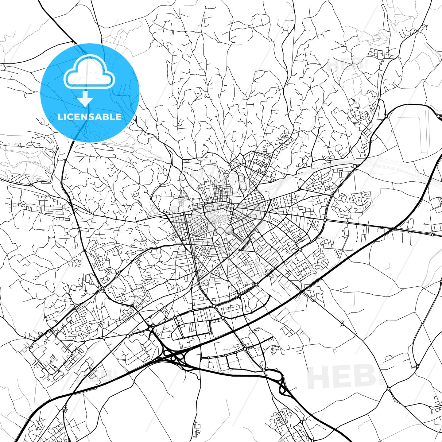 Nîmes, Gard, Downtown Map, Light – HEBSTREITS
