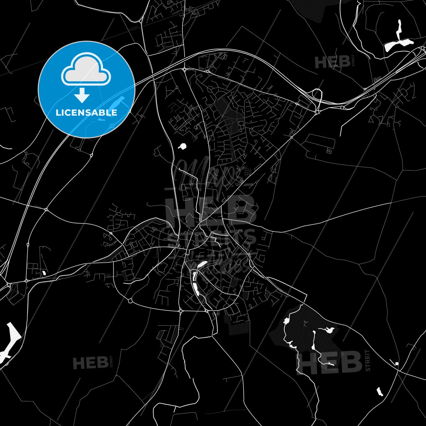 Naas, Ireland Pdf Vector Map Black And White – HEBSTREITS