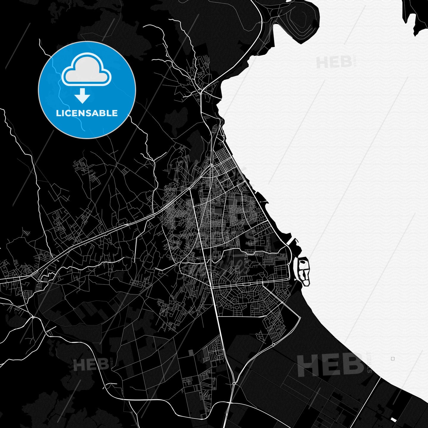 Nador, Morocco Pdf Vector Map Black And White – HEBSTREITS