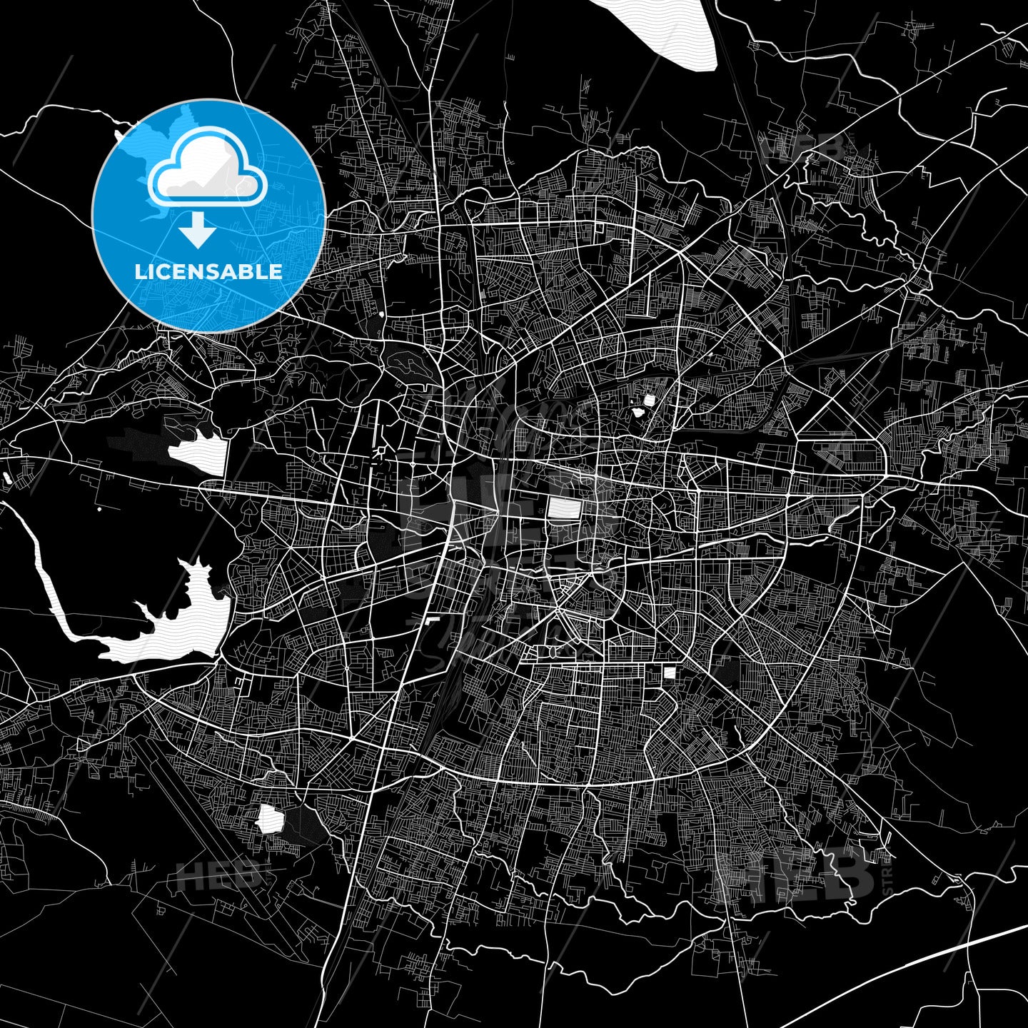 Nagpur, India Pdf Vector Map Black And White – HEBSTREITS