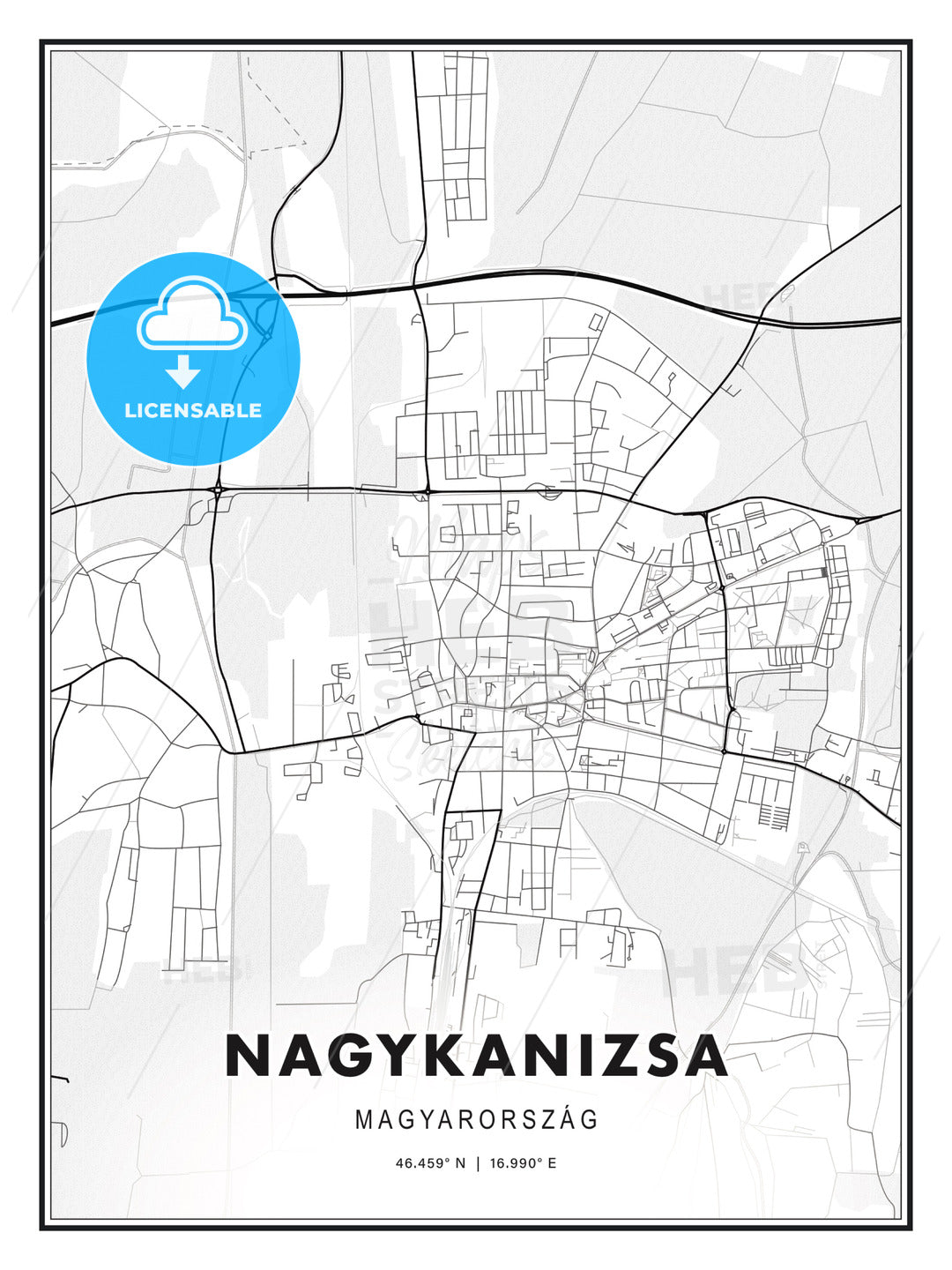 Nagykanizsa, Hungary, Modern Map Print Template in Various Formats ...