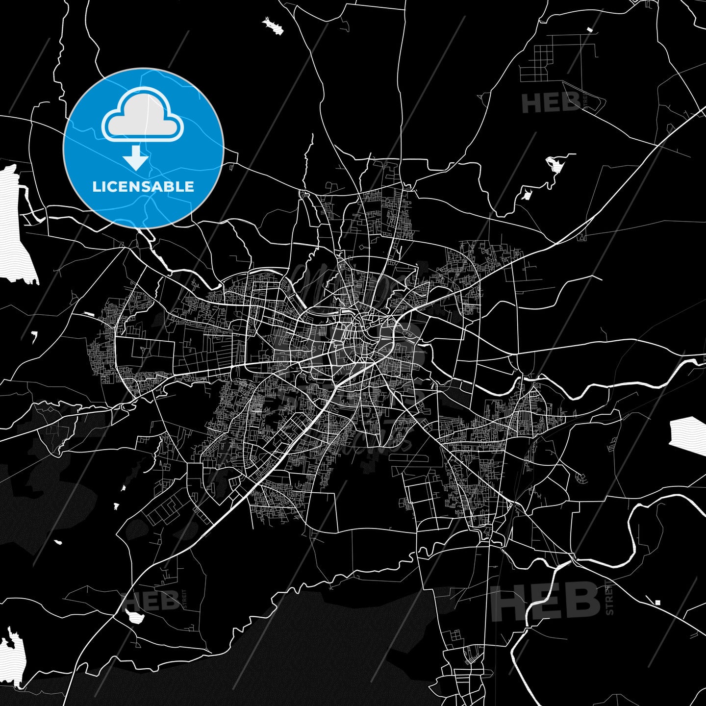 Nashik, India Pdf Vector Map Black And White – HEBSTREITS