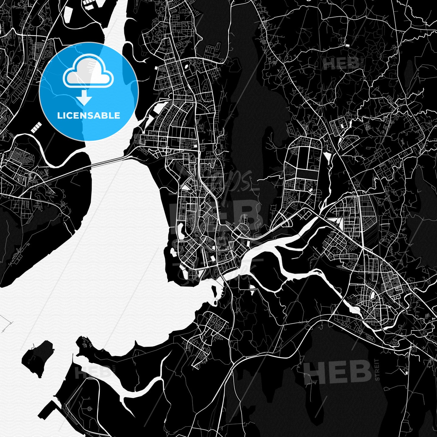 Navi Mumbai, India Pdf Vector Map Black And White – HEBSTREITS