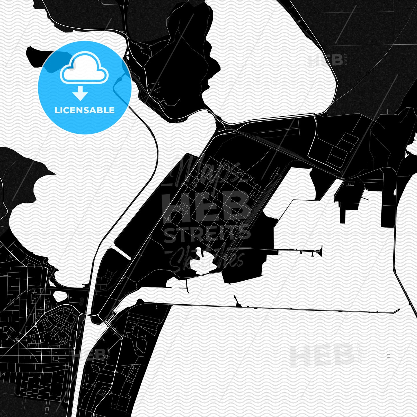 Năvodari, Romania Pdf Vector Map Black And White – HEBSTREITS