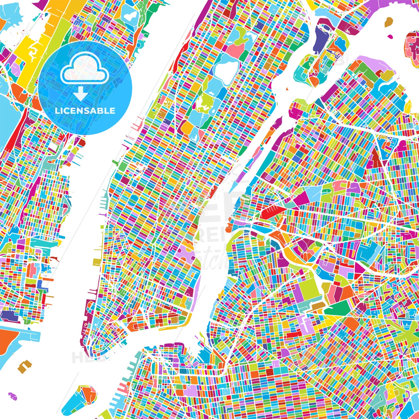 New York City Manhattan Colorful Map – HEBSTREITS