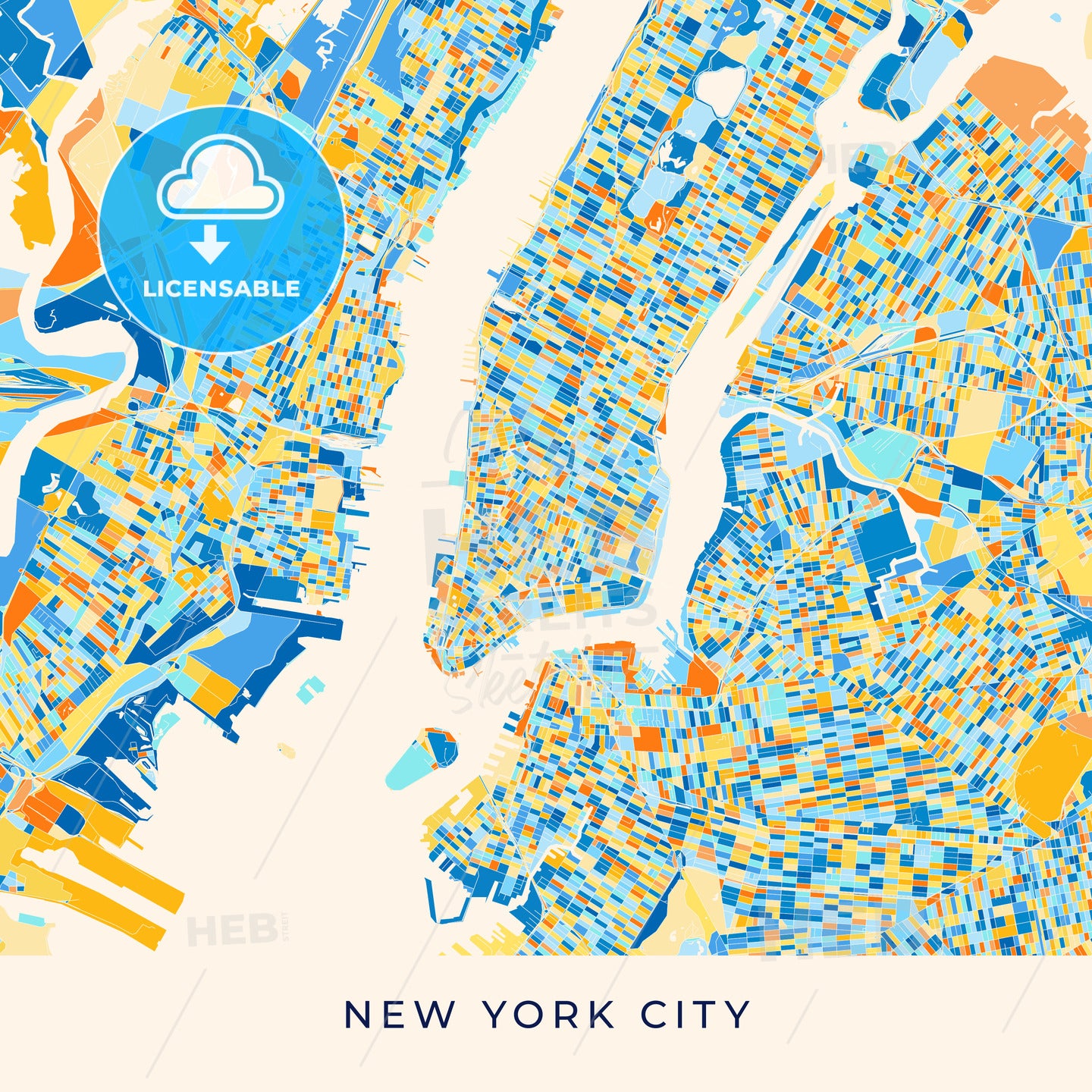 New York City Colorful Map Poster Template – HEBSTREITS