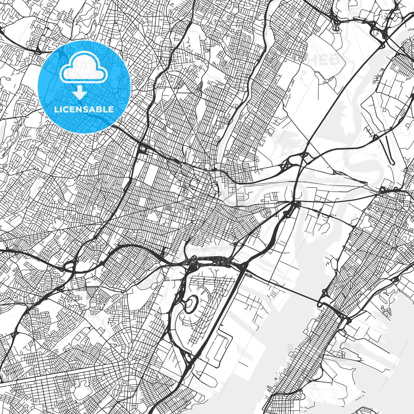 Newark, New Jersey - Area Map - Light – HEBSTREITS