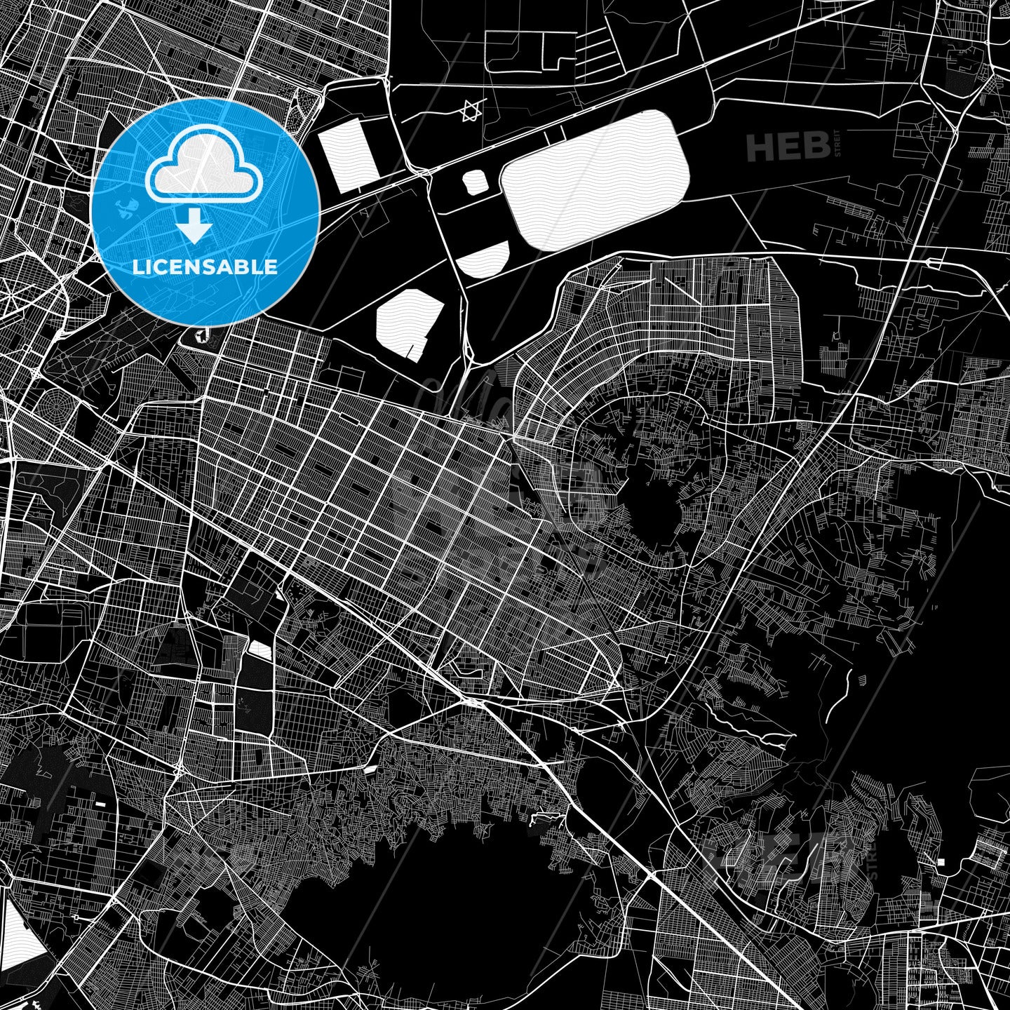 Nezahualcóyotl, Mexico Pdf Vector Map Black And White – HEBSTREITS