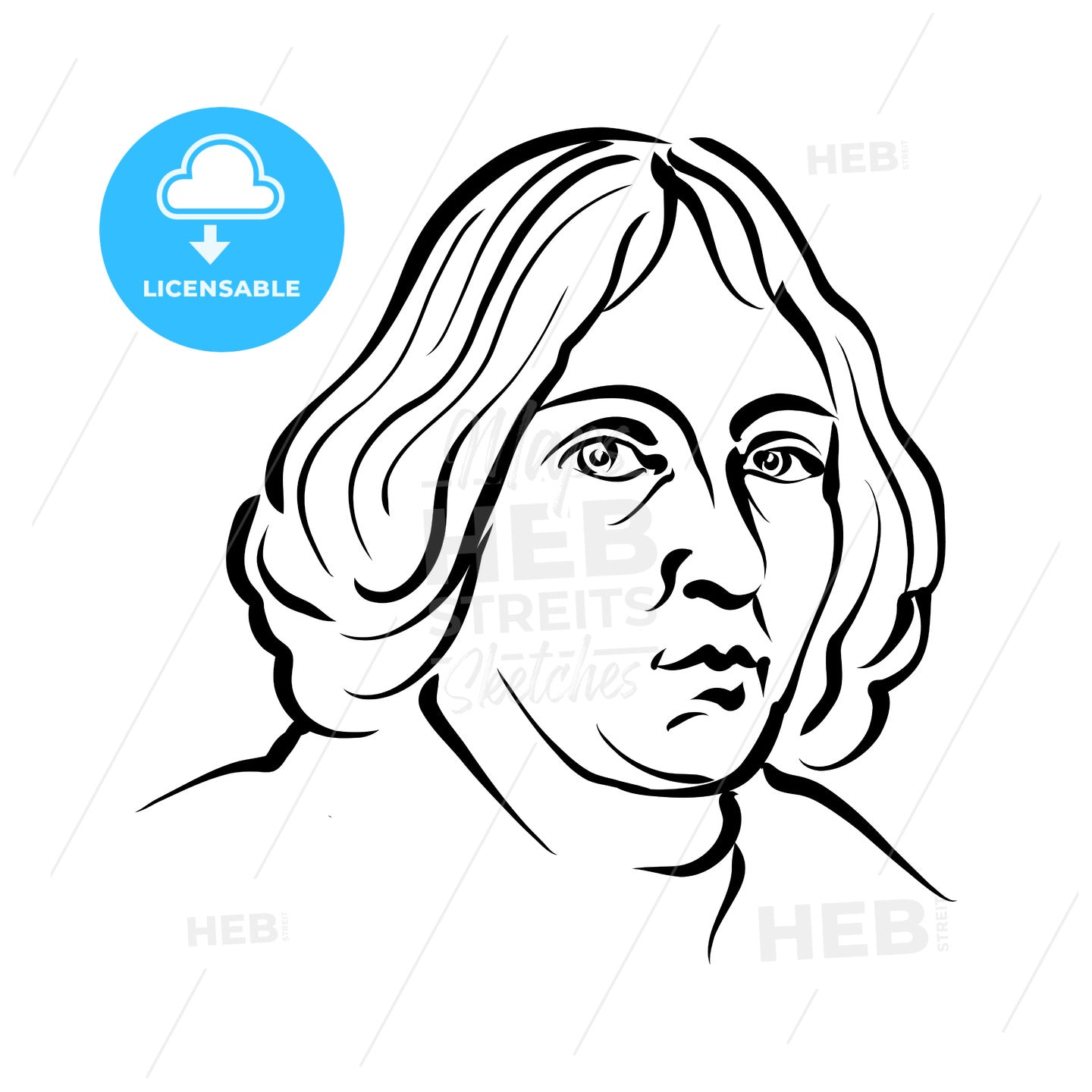 Nicolaus Copernicus Modern Vector Drawing - HEBSTREITS