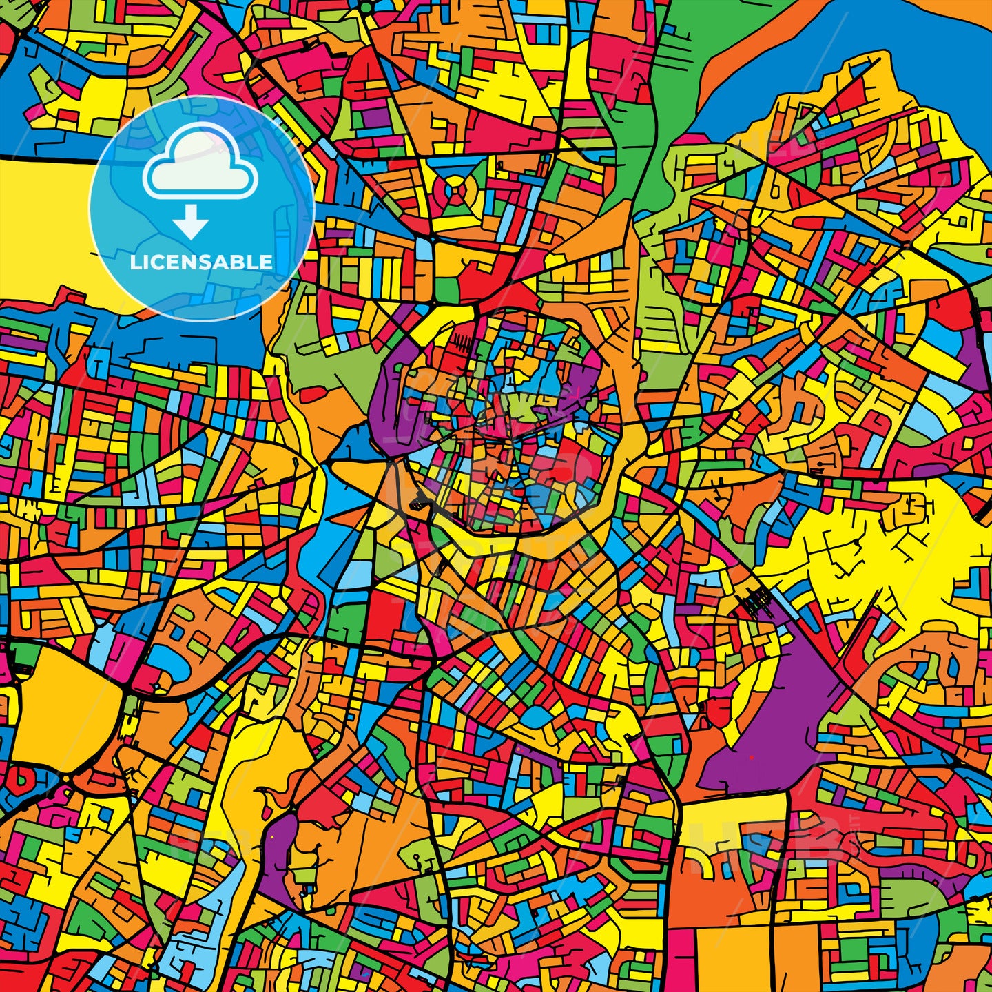 Nicosia Cyprus Colorful Map - HEBSTREITS