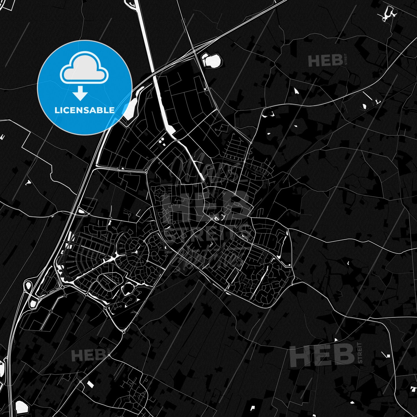 Nijkerk, Netherlands Pdf Vector Map Black And White – HEBSTREITS
