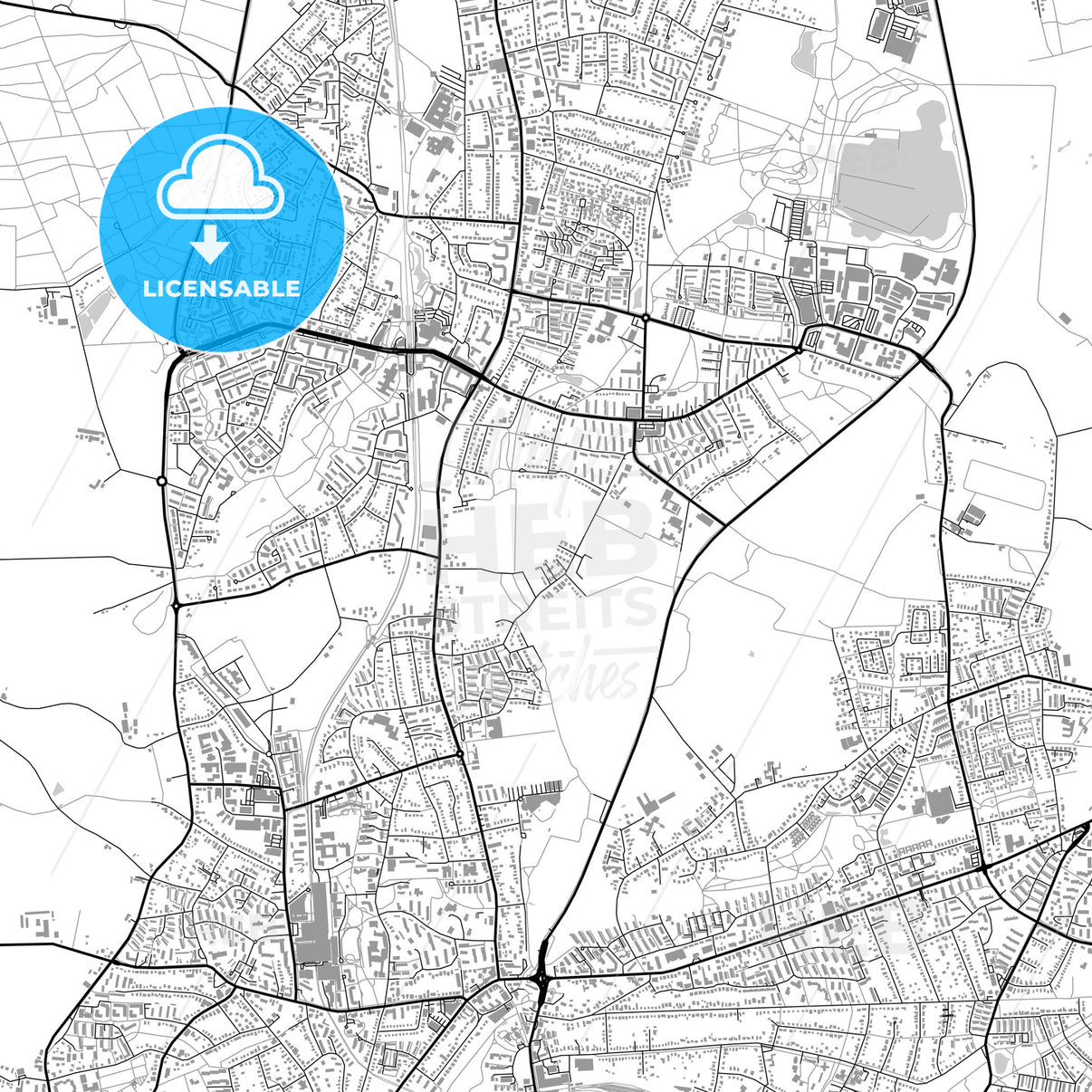 Norderstedt, Germany, Vector Map With Buildings – HEBSTREITS