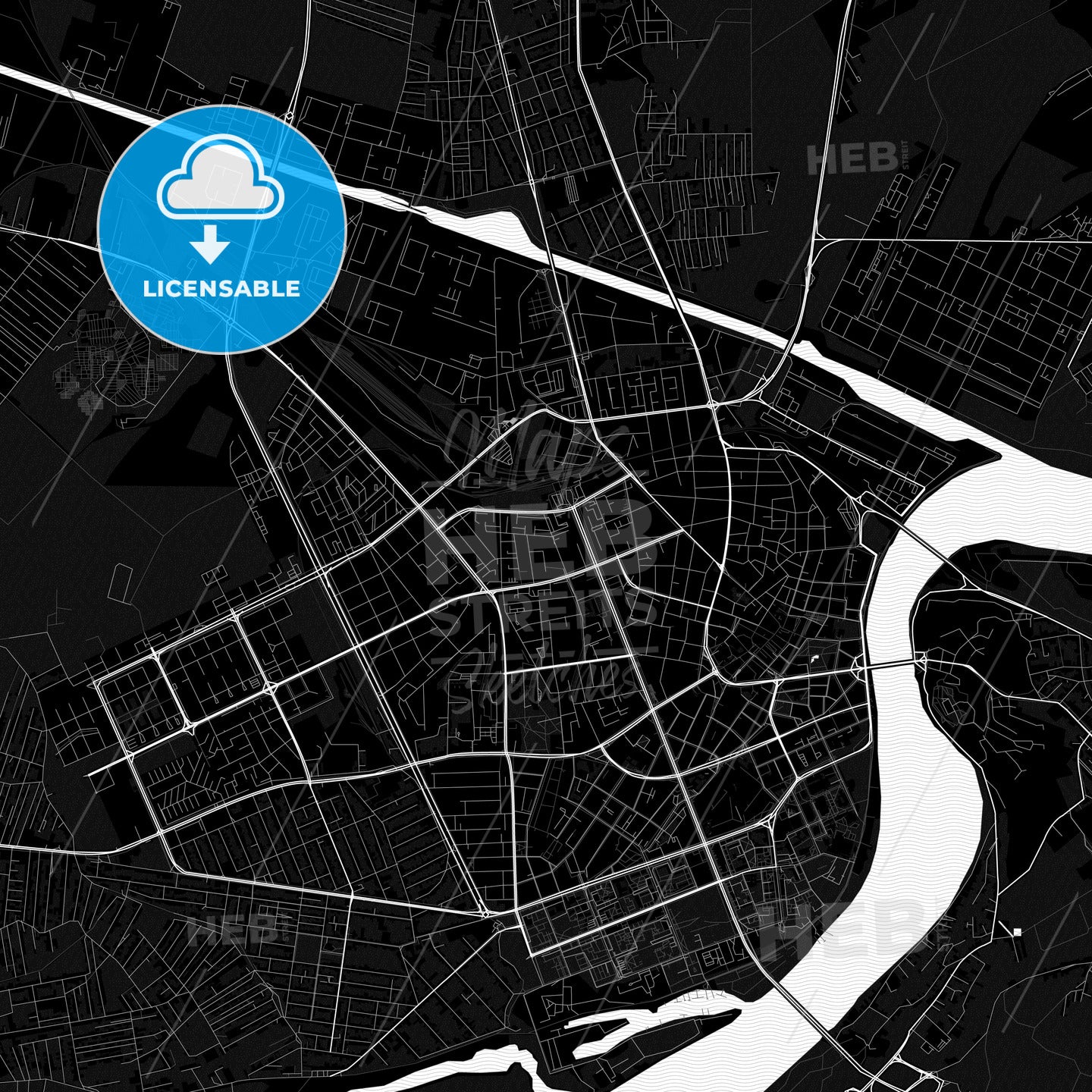Novi Sad, Serbia Pdf Vector Map Black And White – HEBSTREITS