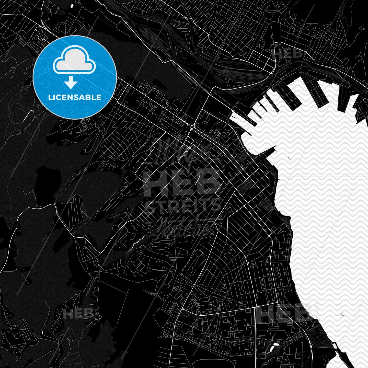 Novorossiysk, Russia Pdf Vector Map Black And White – HEBSTREITS