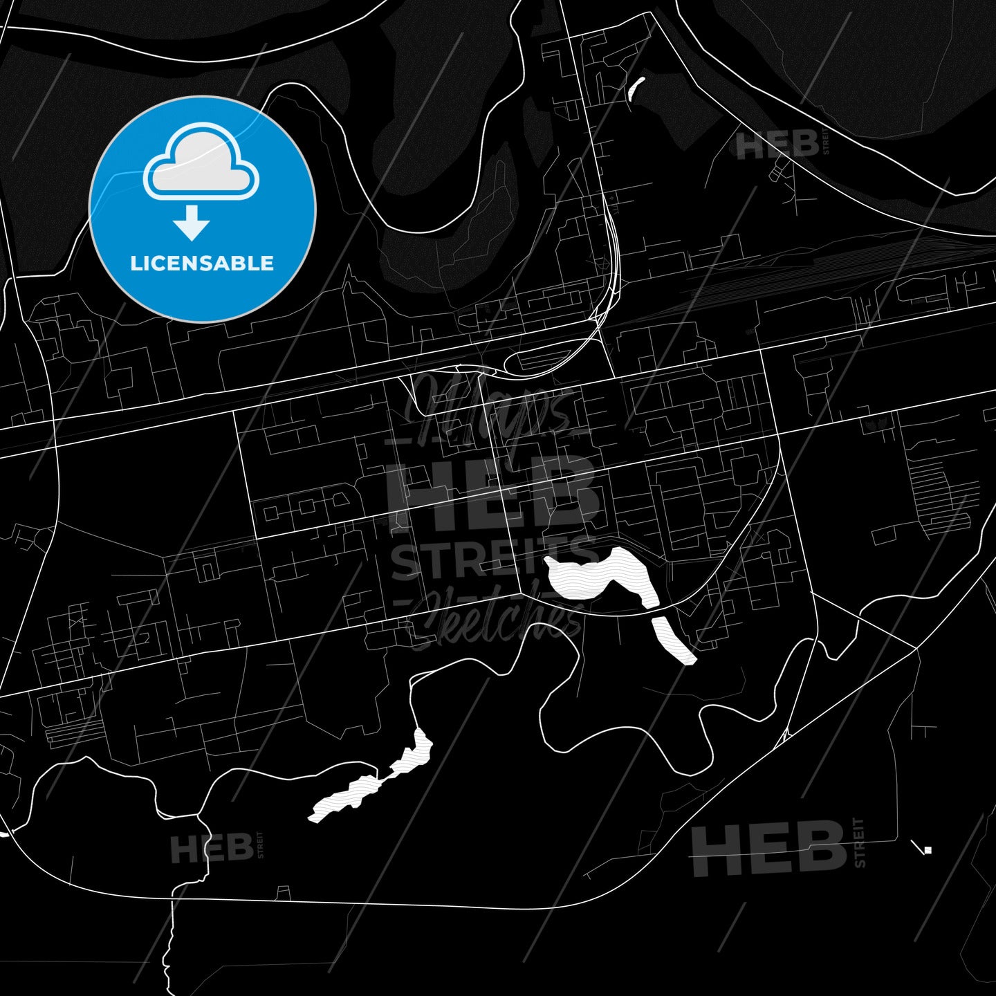 Novy Urengoy, Russia Pdf Vector Map Black And White – HEBSTREITS