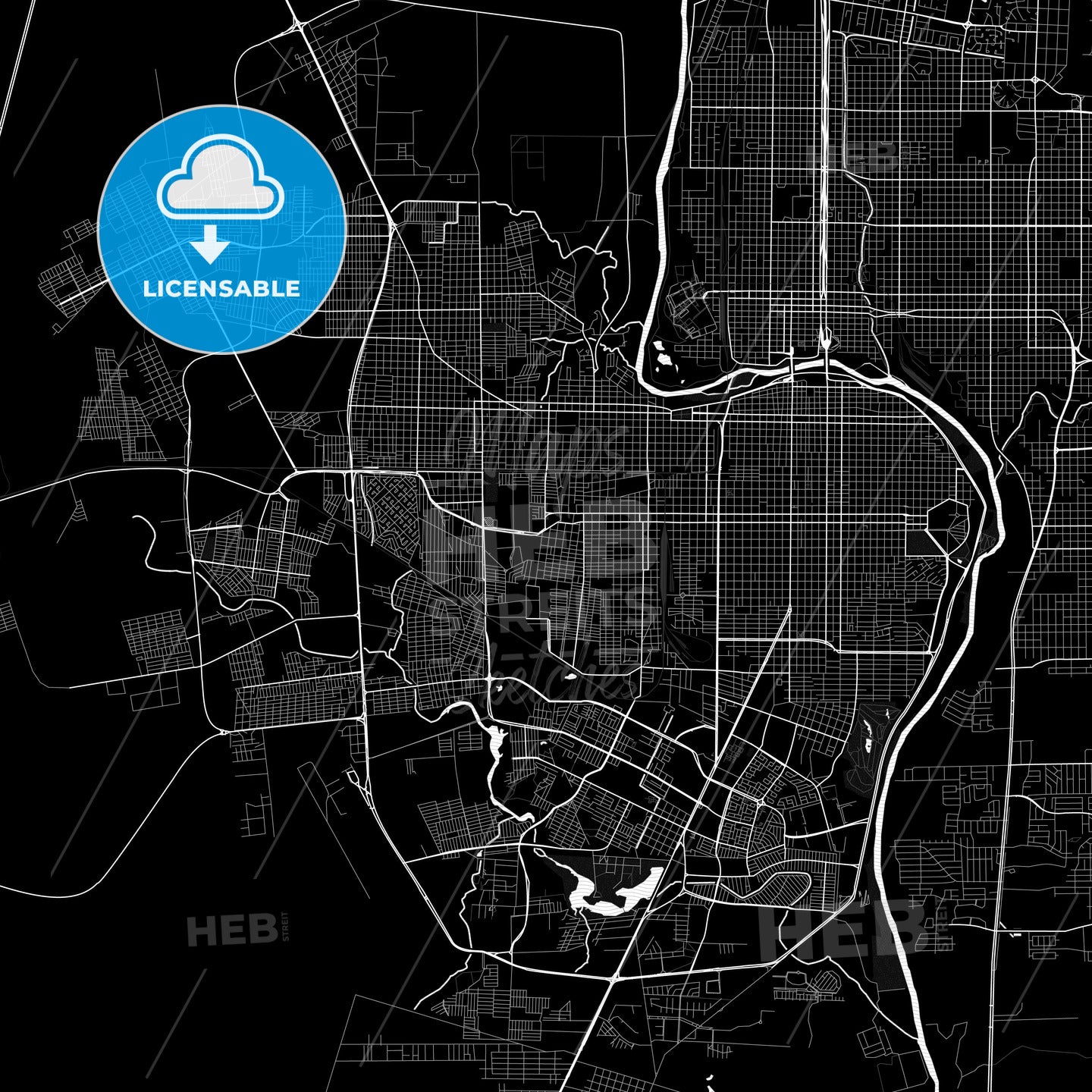 Nuevo Laredo, Mexico Pdf Vector Map Black And White – HEBSTREITS