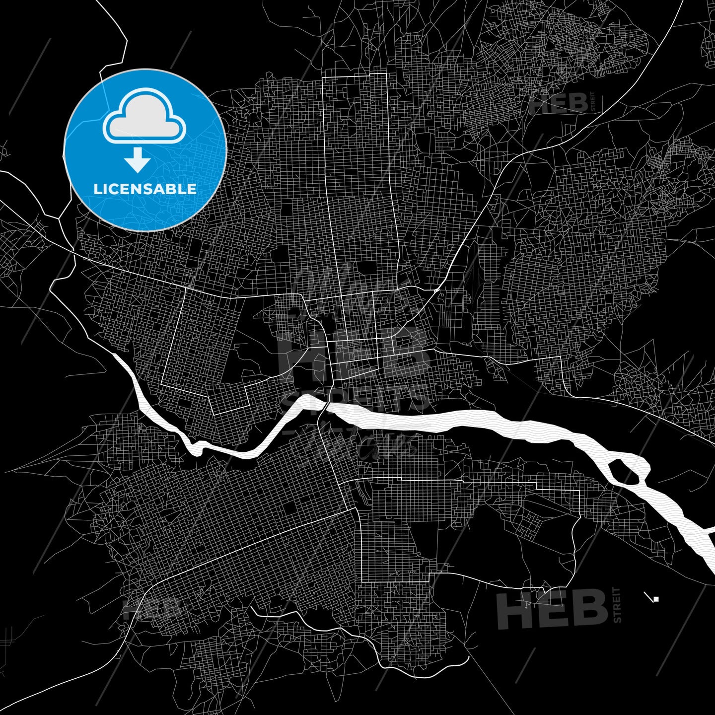 Nyala, Sudan Pdf Vector Map Black And White – HEBSTREITS