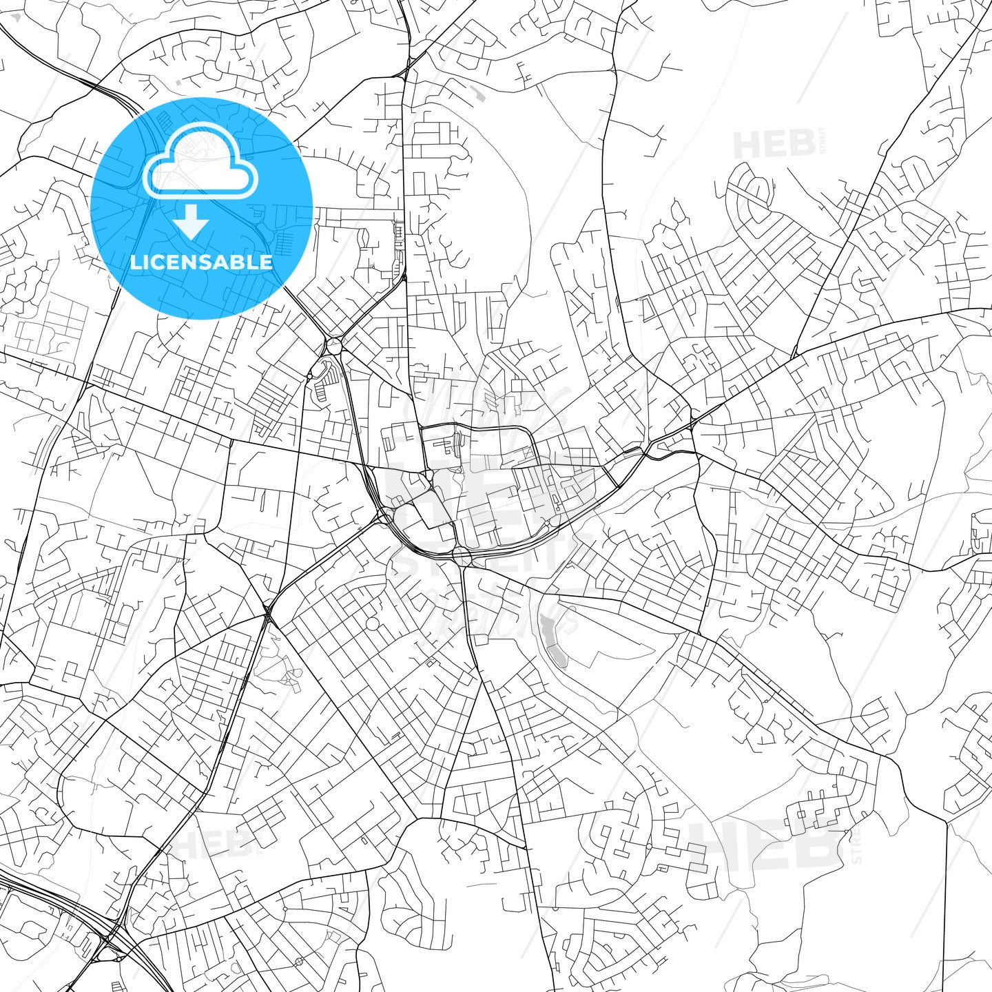 Oldham, England, Uk, Vector Map - Light – HEBSTREITS