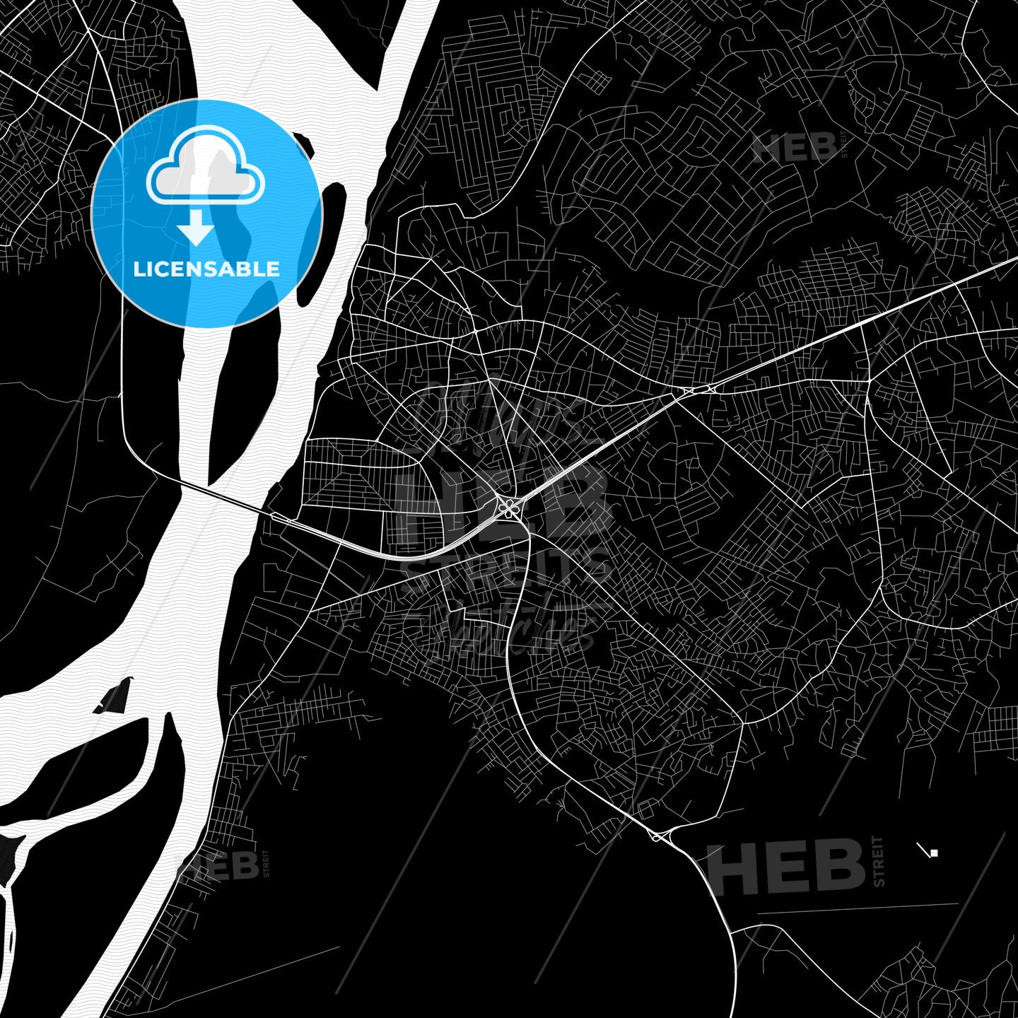 Onitsha, Nigeria Pdf Vector Map Black And White – HEBSTREITS