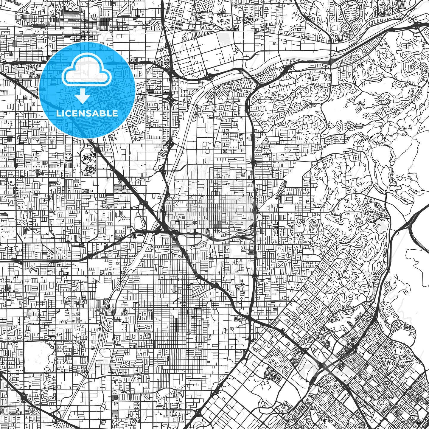 Orange, California - Area Map - Light – HEBSTREITS