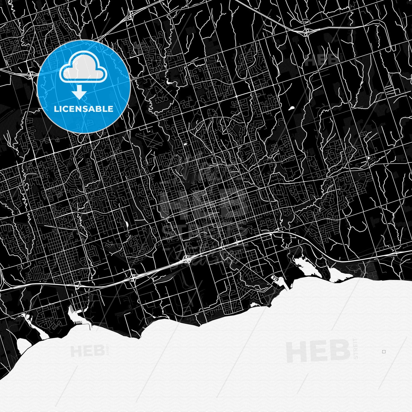Oshawa, Canada Pdf Vector Map Black And White – HEBSTREITS