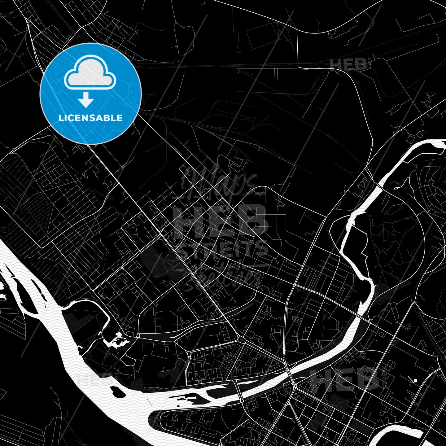 Oskemen, Kazakhstan Pdf Vector Map Black And White – HEBSTREITS