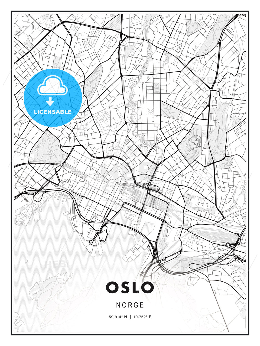 Oslo, Norway, Modern Map Print Template in Various Formats - HEBSTREITS