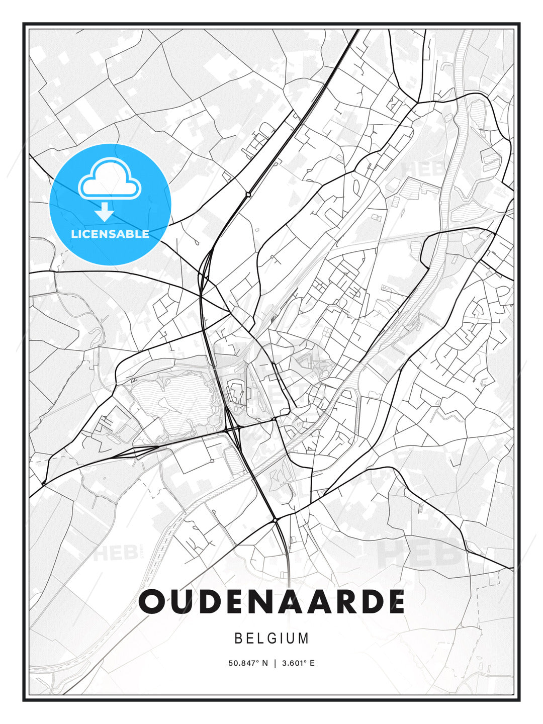 Oudenaarde, Belgium, Modern Map Print Template in Various Formats ...