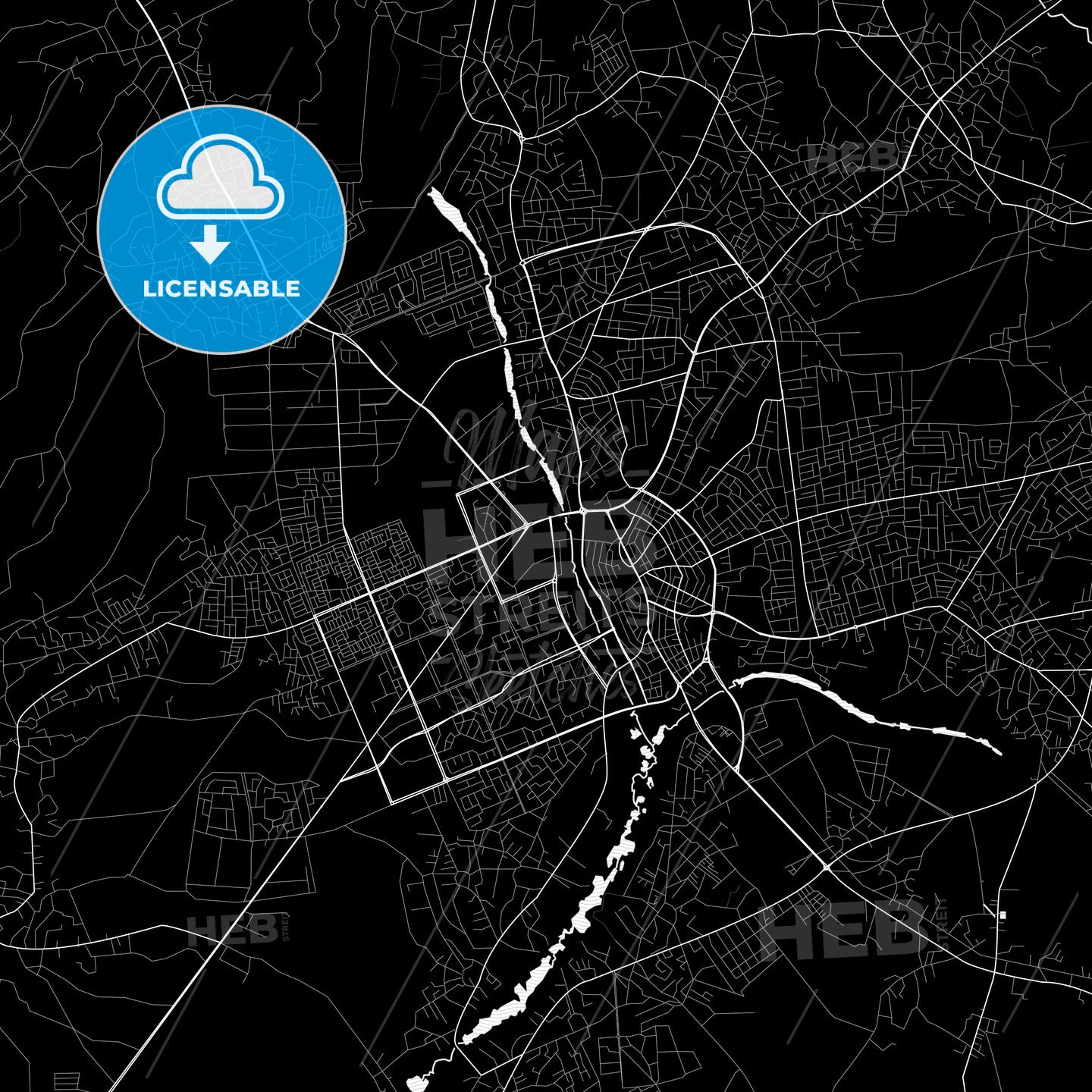 Owerri, Nigeria Pdf Vector Map Black And White – HEBSTREITS