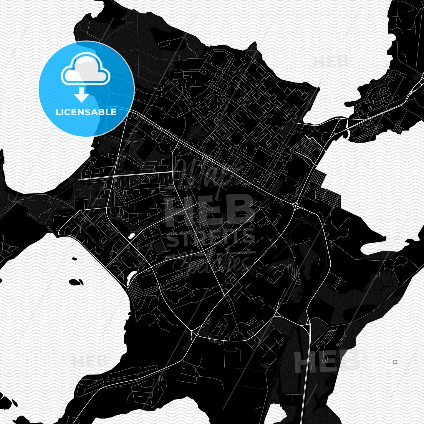 Ozyorsk, Russia Pdf Vector Map Black And White – HEBSTREITS