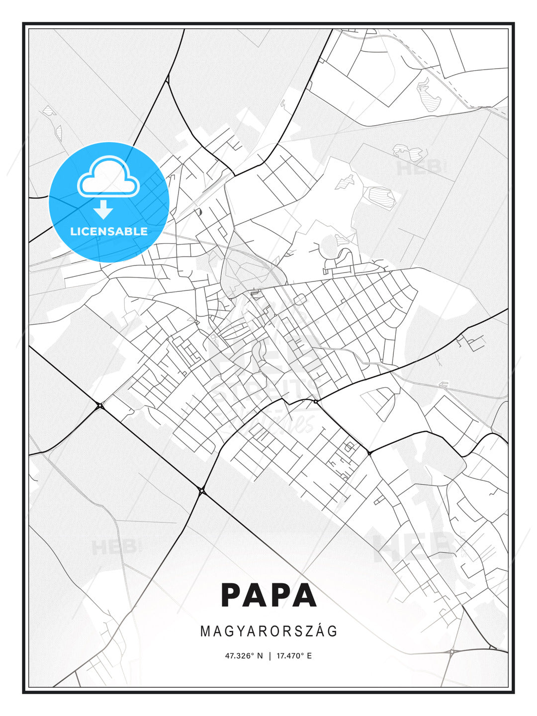 PAPA / Pápa, Hungary, Modern Map Print Template in Various Formats ...