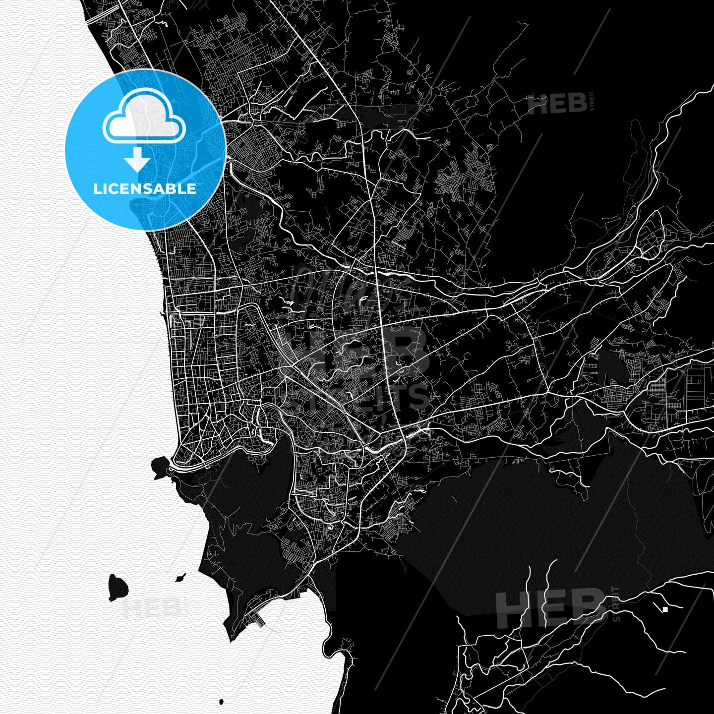 Padang, Indonesia Pdf Vector Map Black And White – HEBSTREITS