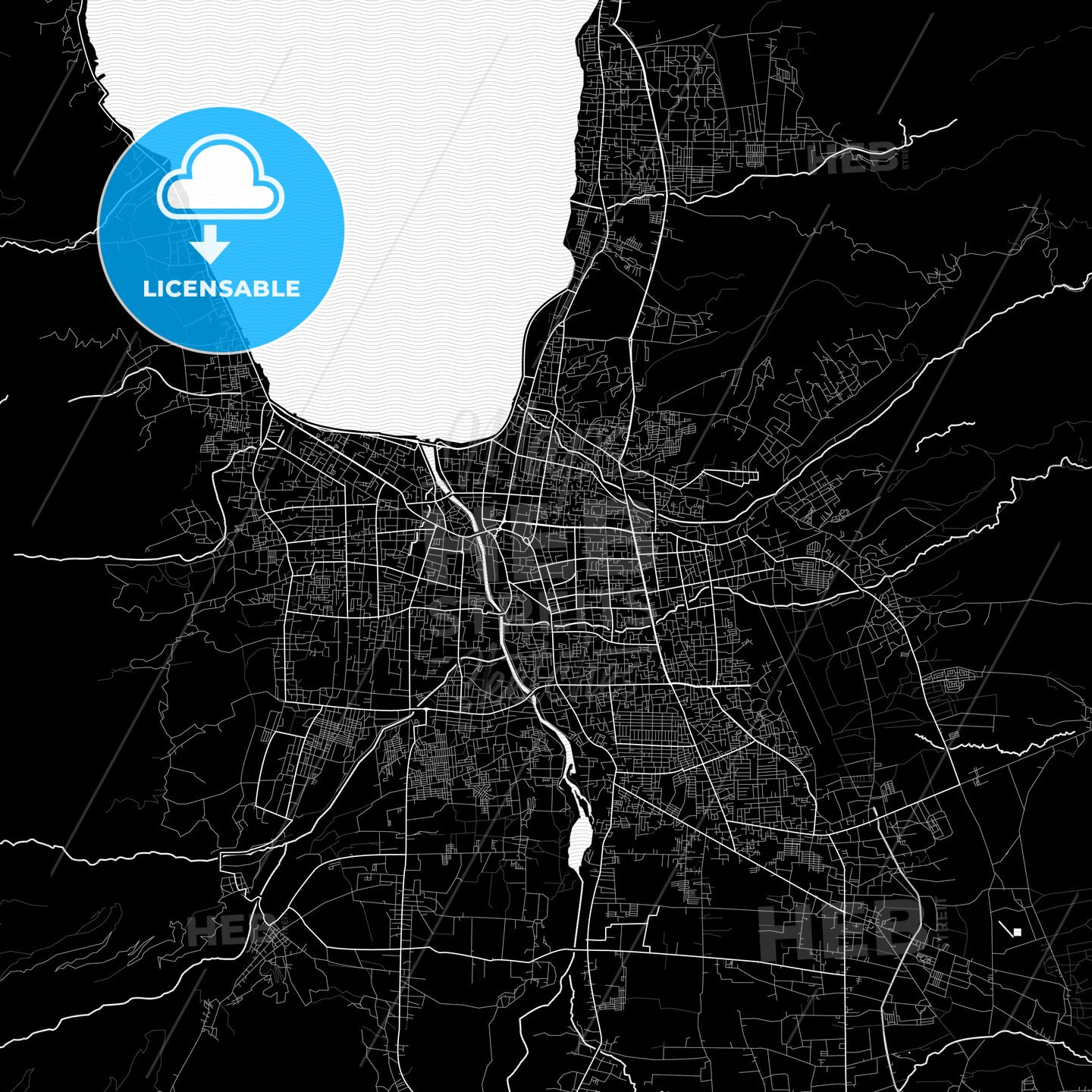 Palu, Indonesia Pdf Vector Map Black And White – HEBSTREITS