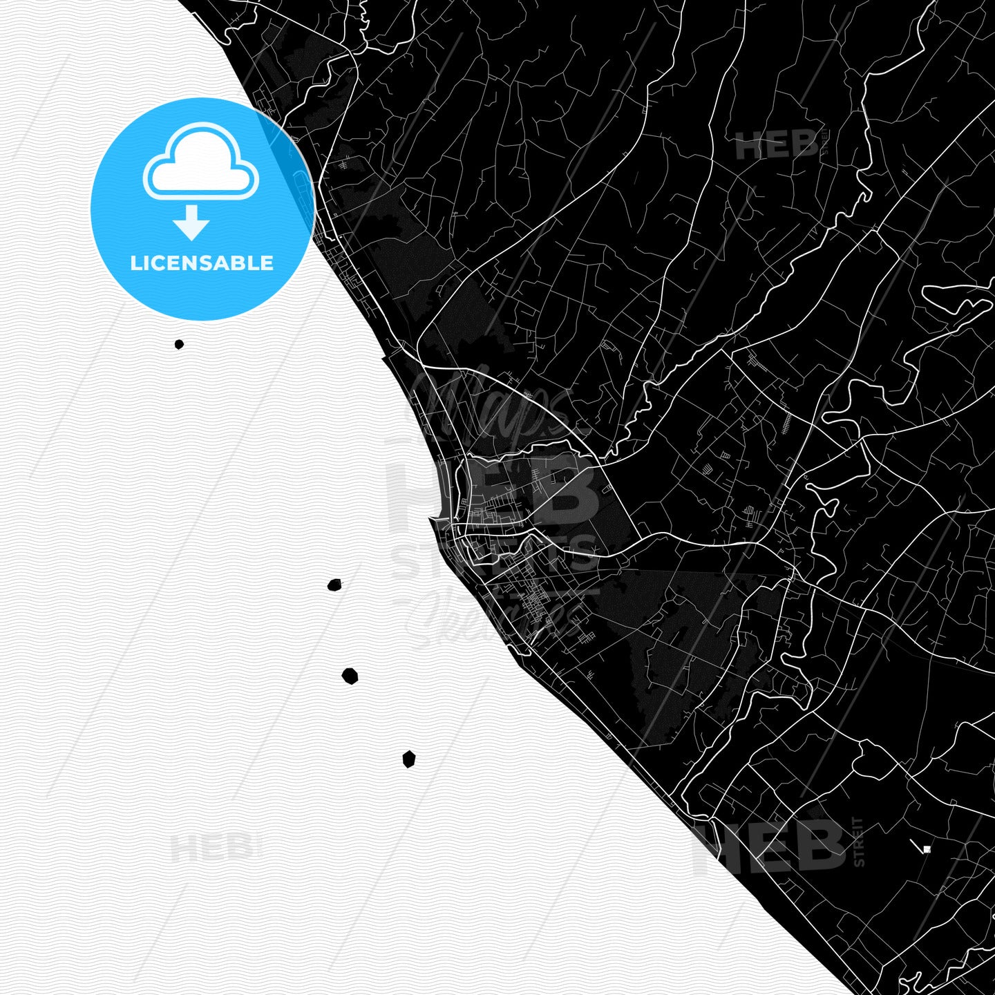 Pariaman, Indonesia Pdf Vector Map Black And White – HEBSTREITS