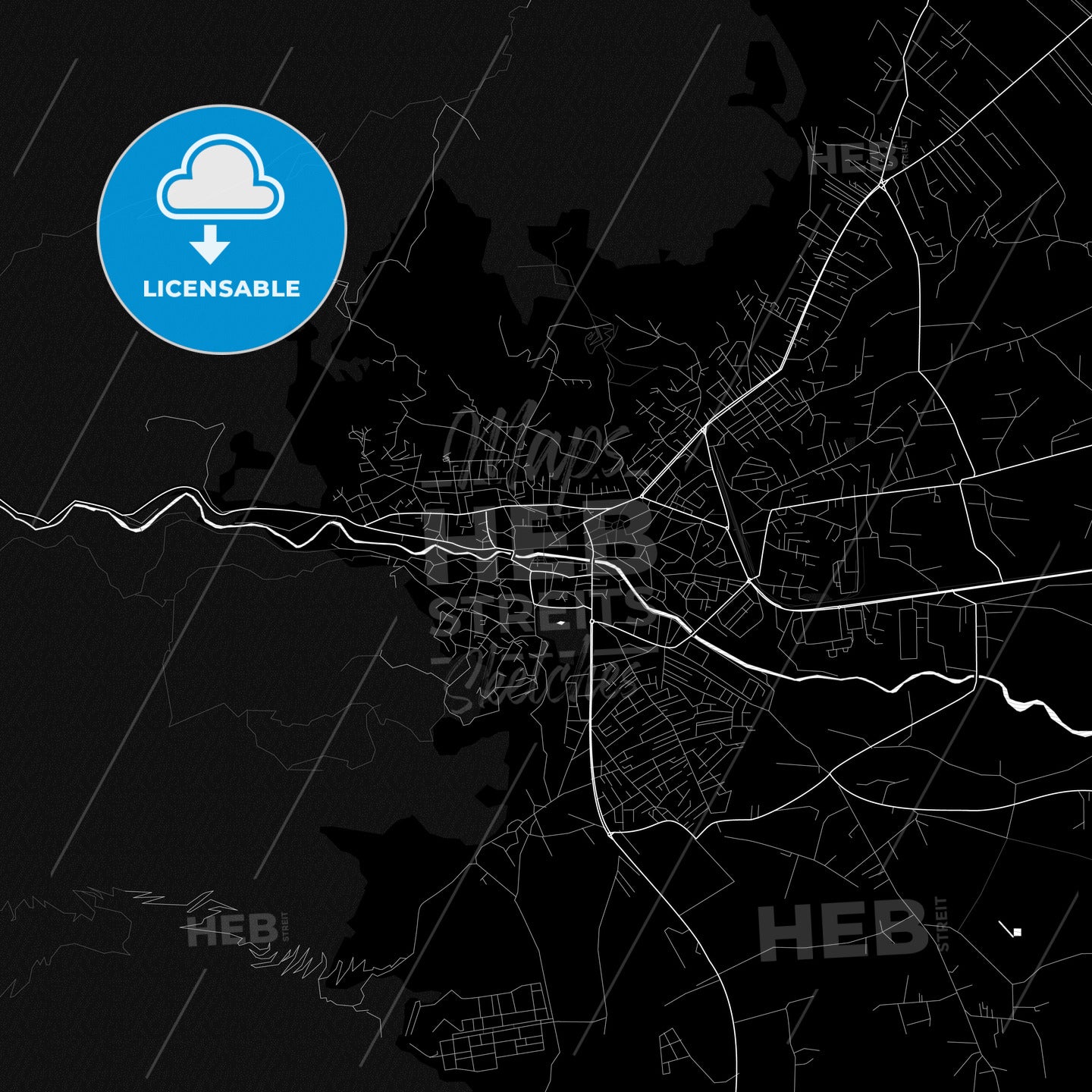 Pejë / Peć, Kosovo Pdf Vector Map Black And White – HEBSTREITS
