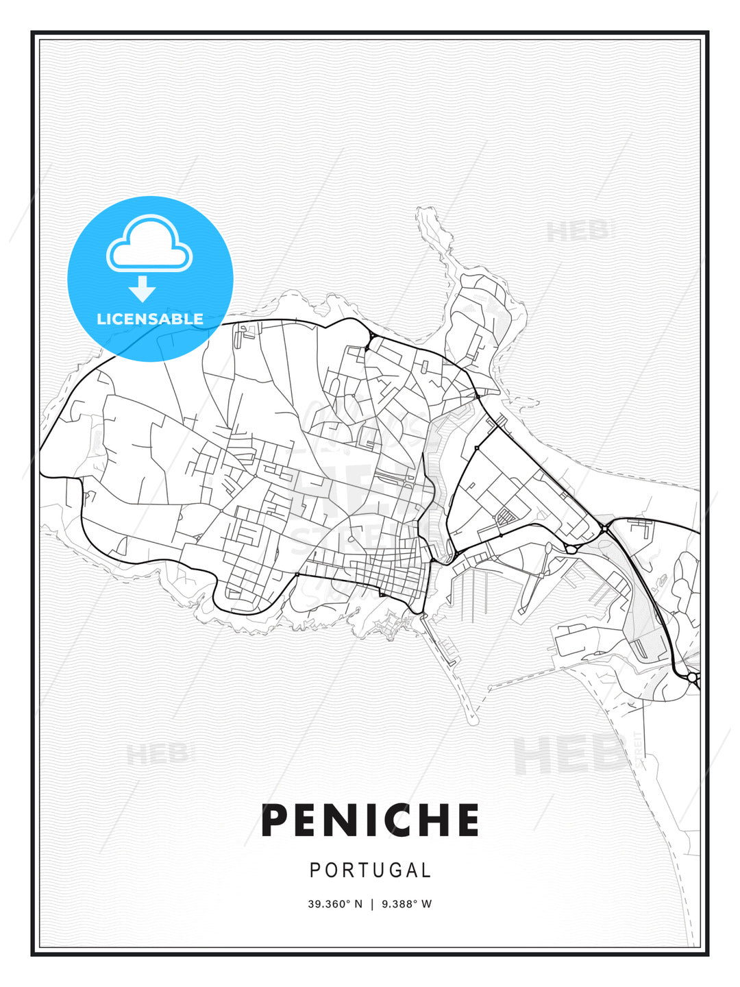 Peniche, Portugal, Modern Map Print Template in Various Formats ...