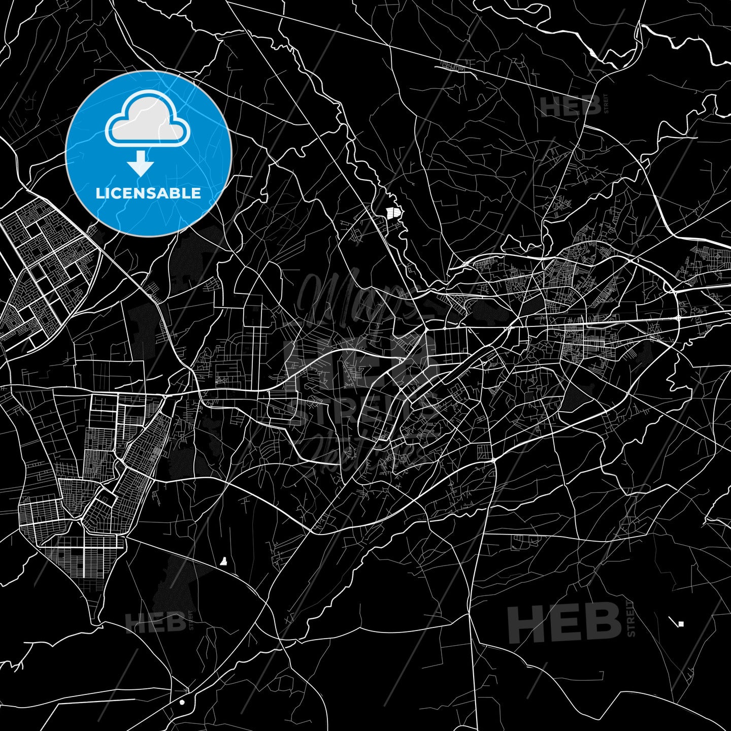 Peshawar, Pakistan Pdf Vector Map Black And White – HEBSTREITS