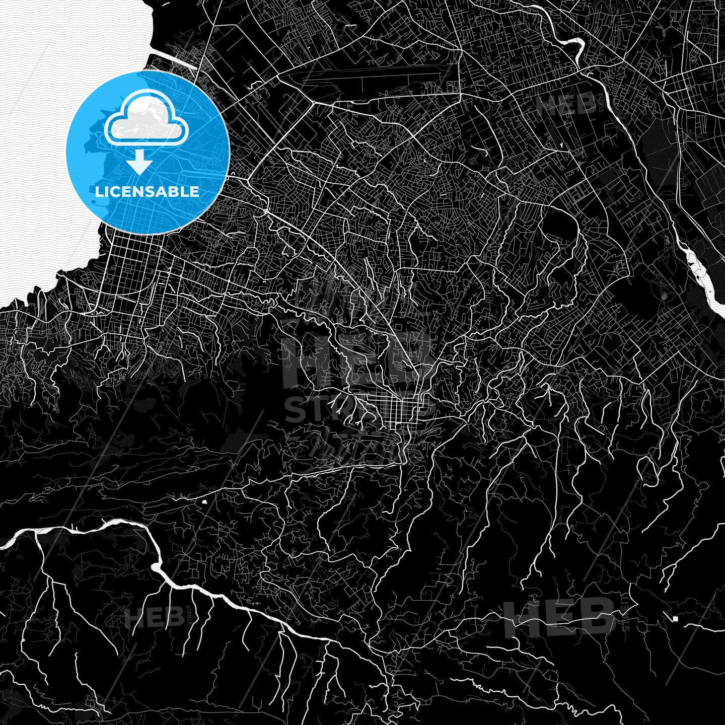 Pétion-Ville, Haiti Pdf Vector Map Black And White – HEBSTREITS