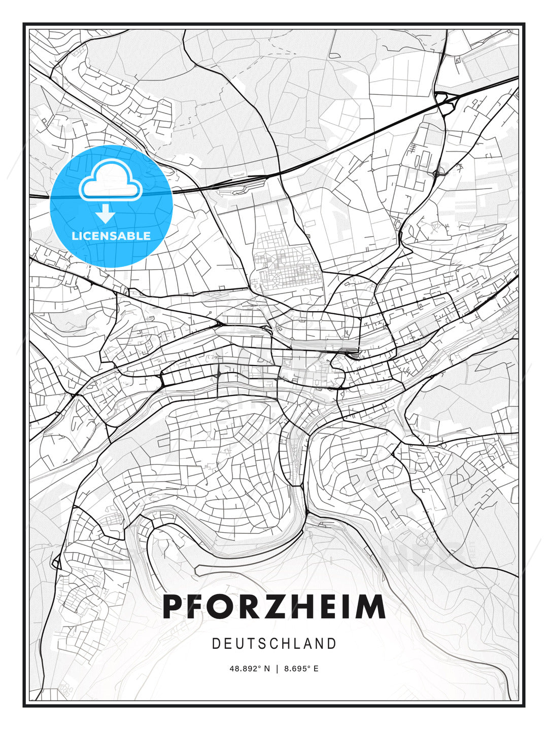 Pforzheim, Germany, Modern Map Print Template in Various Formats ...