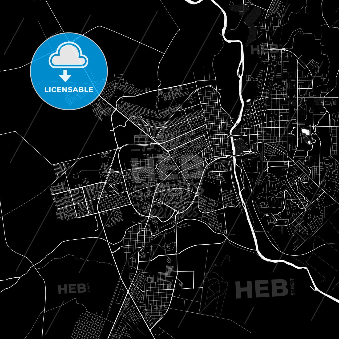 Piedras Negras, Mexico Pdf Vector Map Black And White – HEBSTREITS