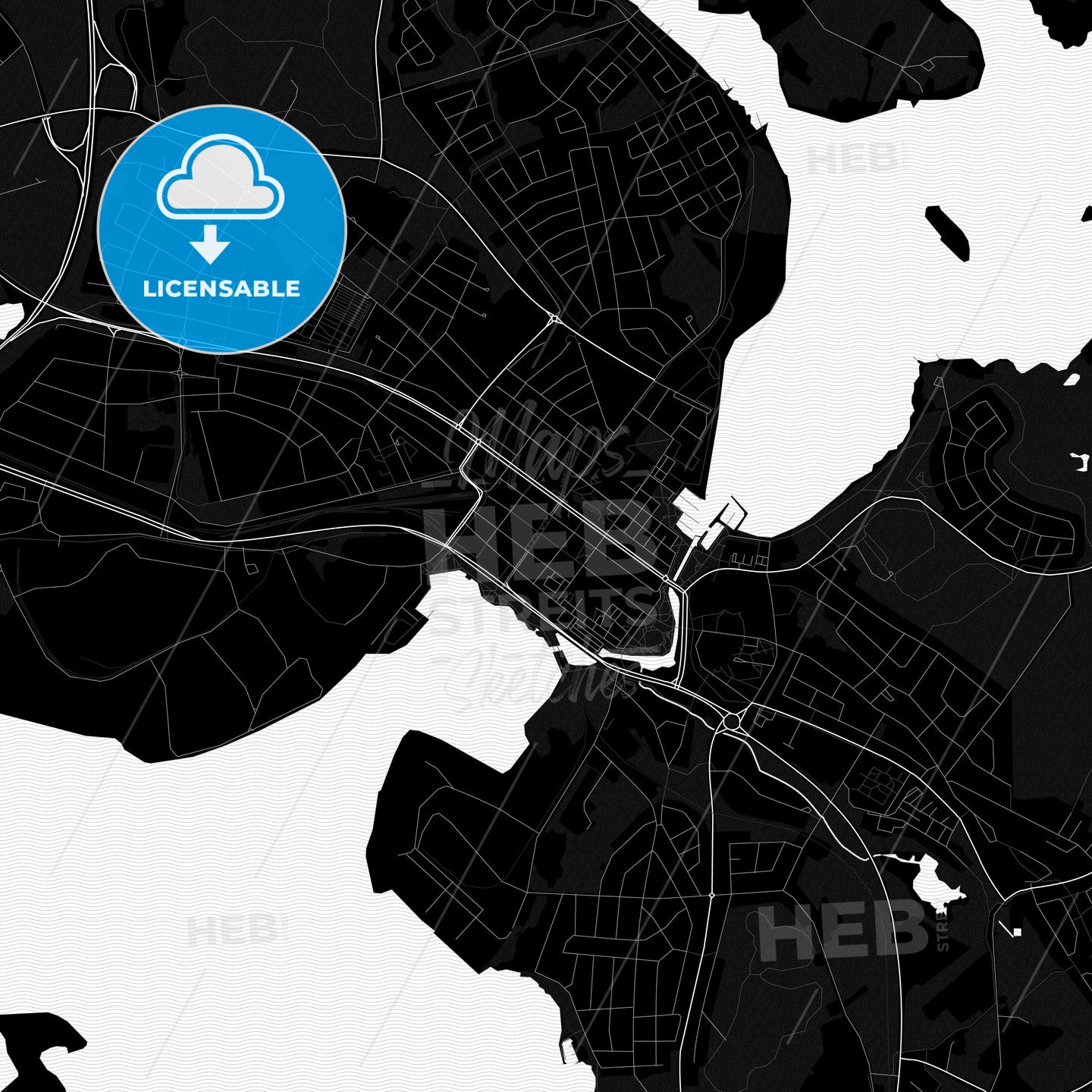 Piteå, Sweden Pdf Vector Map Black And White – HEBSTREITS